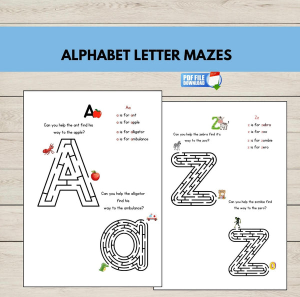 Alphabet Maze Worksheets PDF-Fun A to Z Kids Printable – magicalminikids
