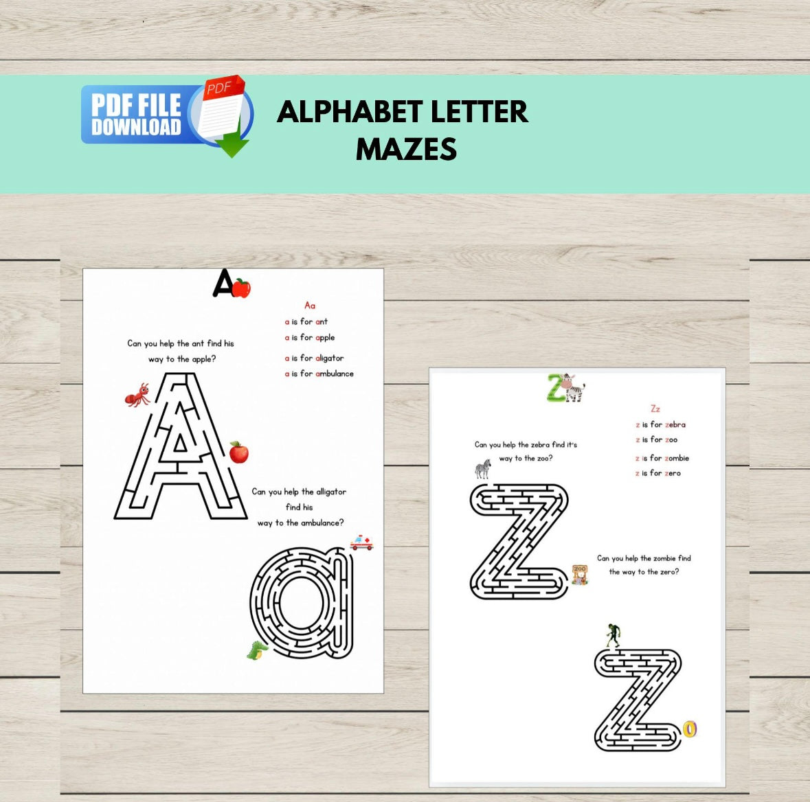 Alphabet Maze Worksheets Printable – magicalminikids