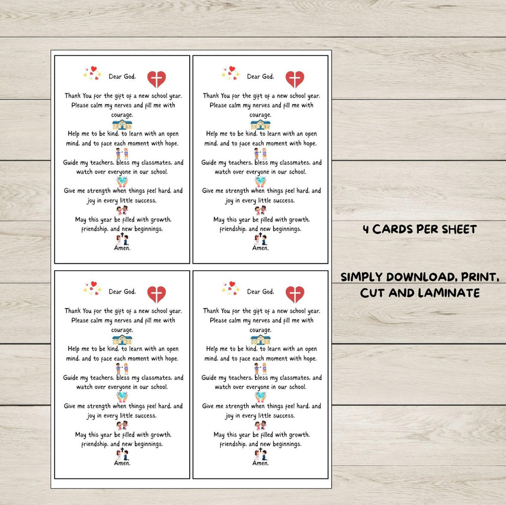 Starting School Prayer Cards for Kids-Christian Printable – magicalminikids