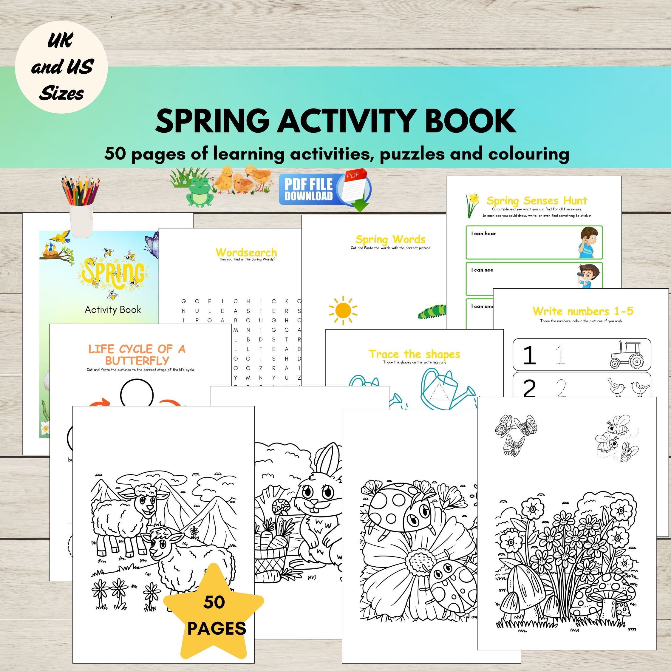 Spring Kids Activity Book - Printable Activities, Puzzles & Colouring ...