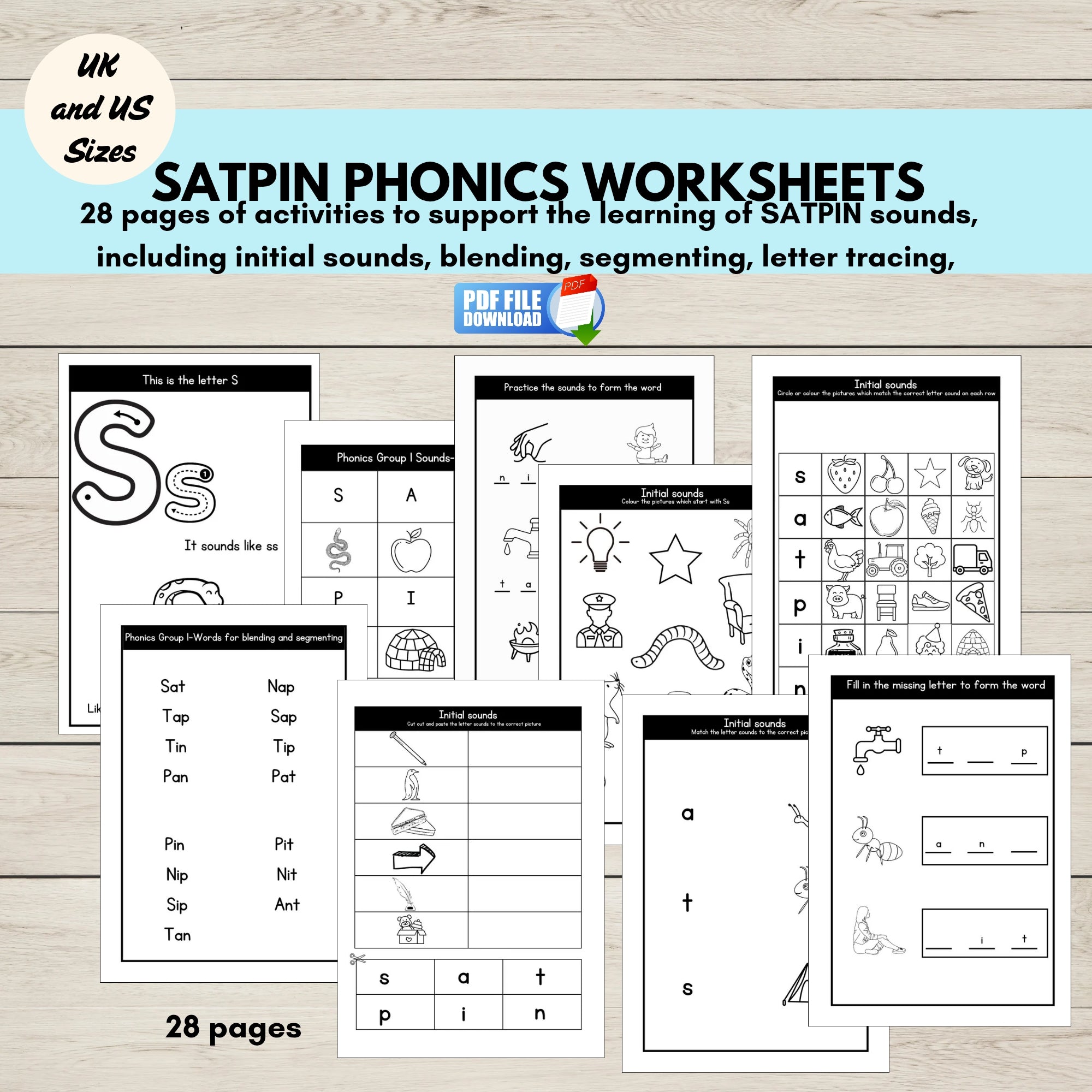 Phonics Group 1 Worksheets-SATPIN – magicalminikids